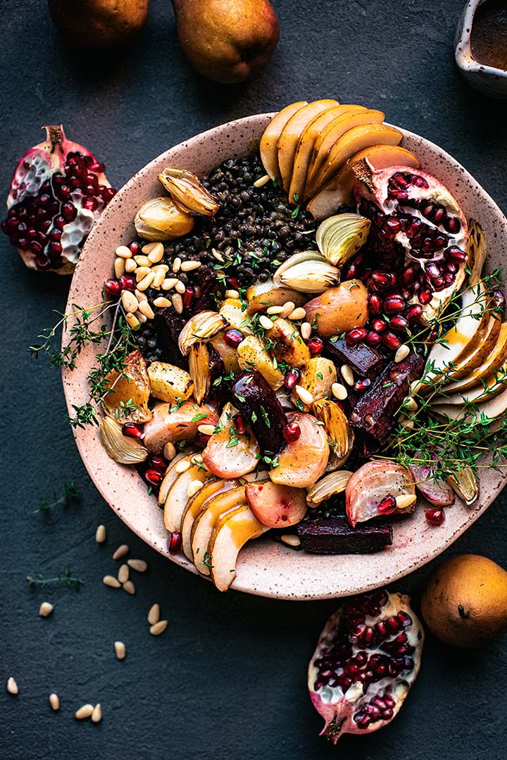 Roasted Beet Lentil Salad with Mustard Balsamic Vinaigrette ...