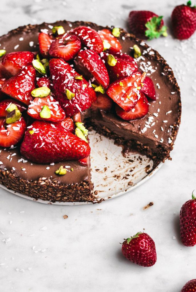 Chocolate Coconut Pie with Strawberries - Occasionally Eggs