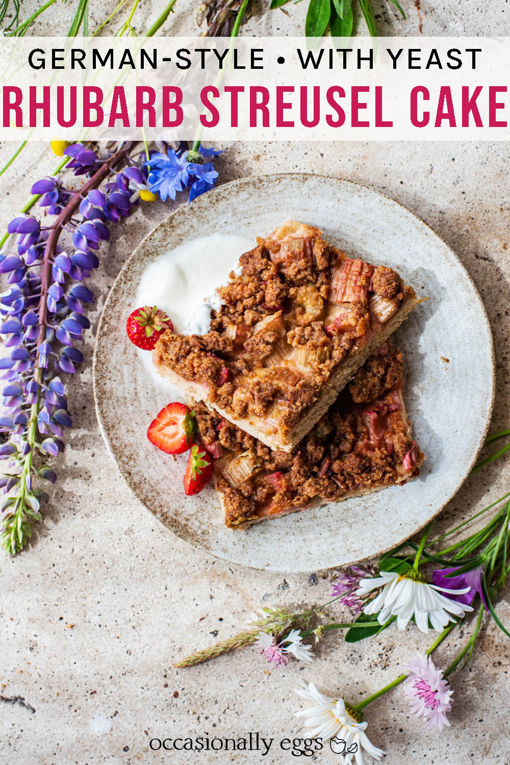 Rhubarb Streusel Cake - Occasionally Eggs